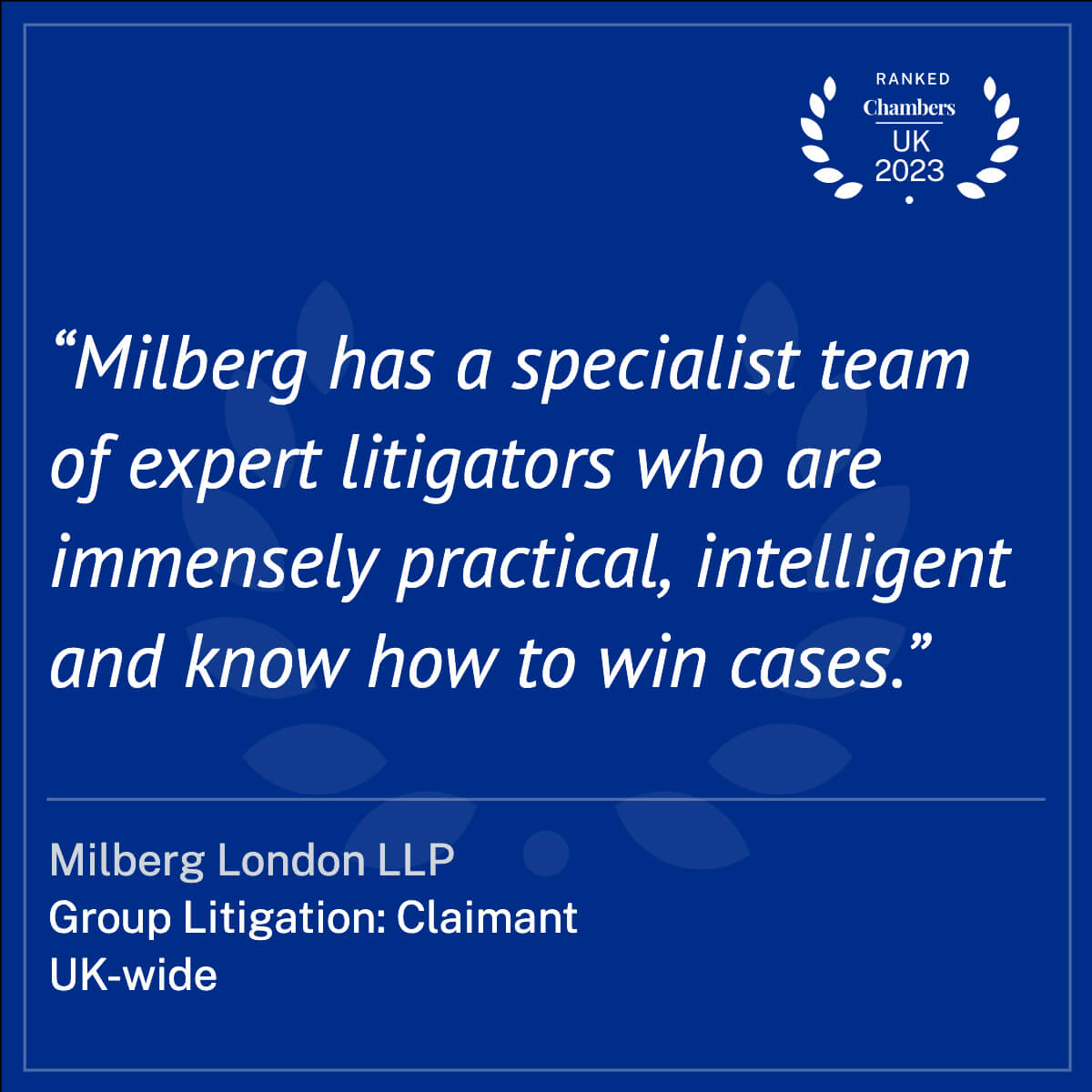Milberg London ranked in Chambers and Partners 2023 - Milberg London